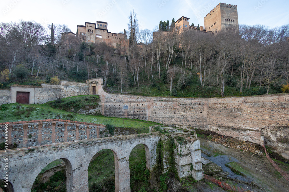 Granada, Nasrid palaces, Andalusia, Spain. The Alhambra is a palace and ...