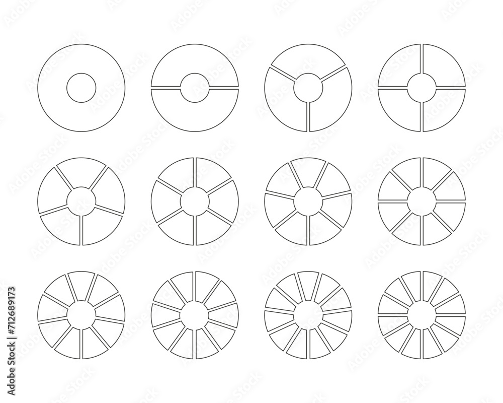 Image vectorielle Stock Circle division on 1, 2, 3, 4, 5, 6, 7, 8, 9 ...
