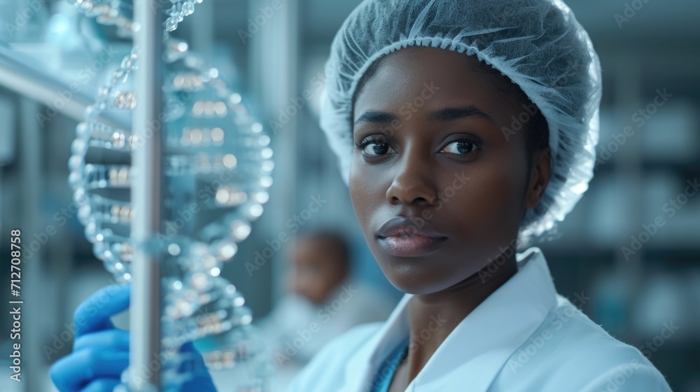 Photo Stock African-American lab technician wearing a medical scrubs ...