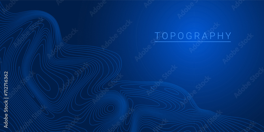 Landscape geodesy topographic map background. Blue topographic lines on ...