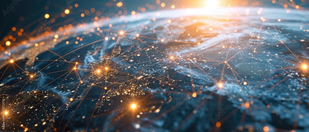 European telecommunication and data transfer networks with global ...