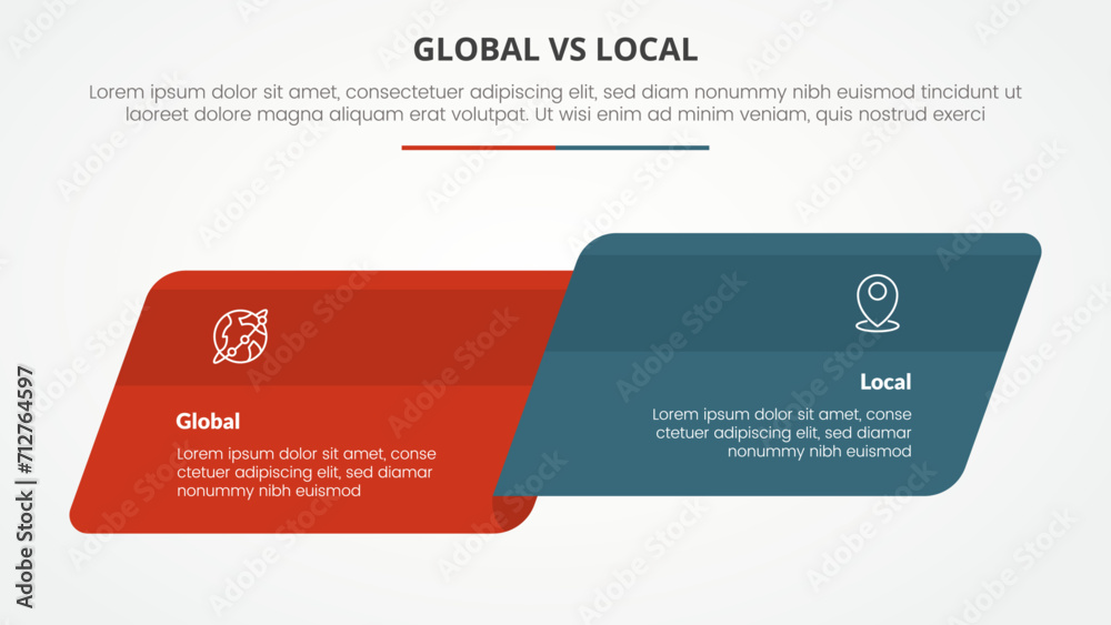global vs local versus comparison opposite infographic concept for ...