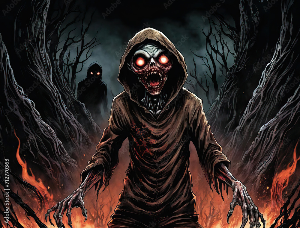 Stock-Illustration „Terrifying Nightmares - Grinning Ghoul and ...