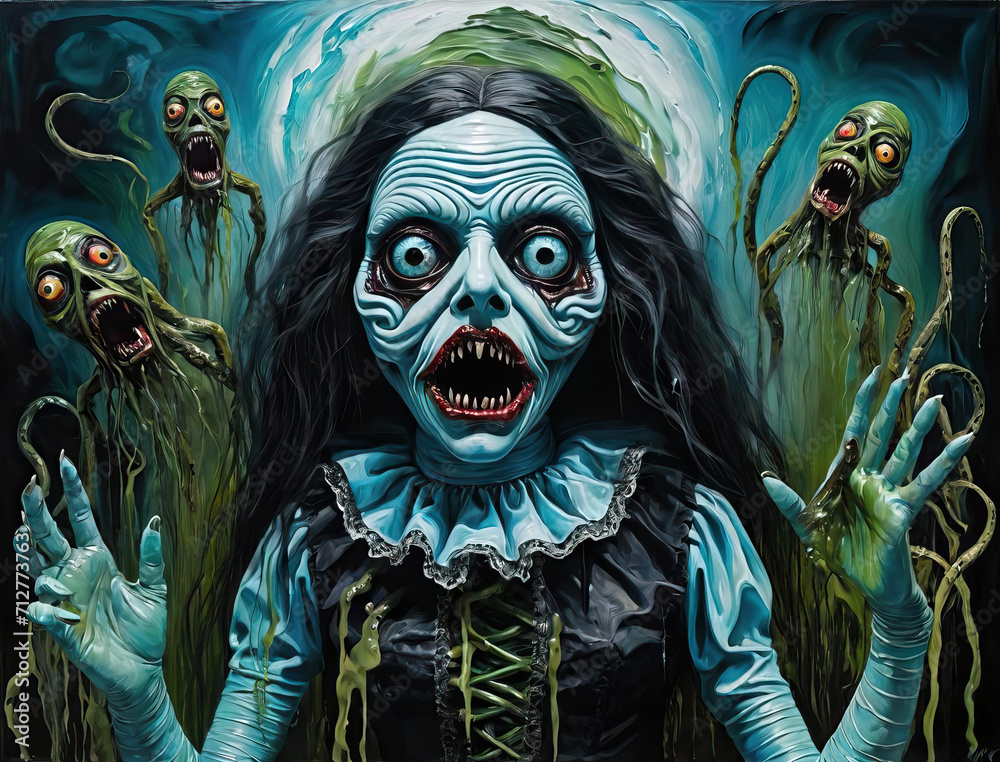 Foto de Stock Terrifying Nightmares - Slimy swamp creature, creepy ...