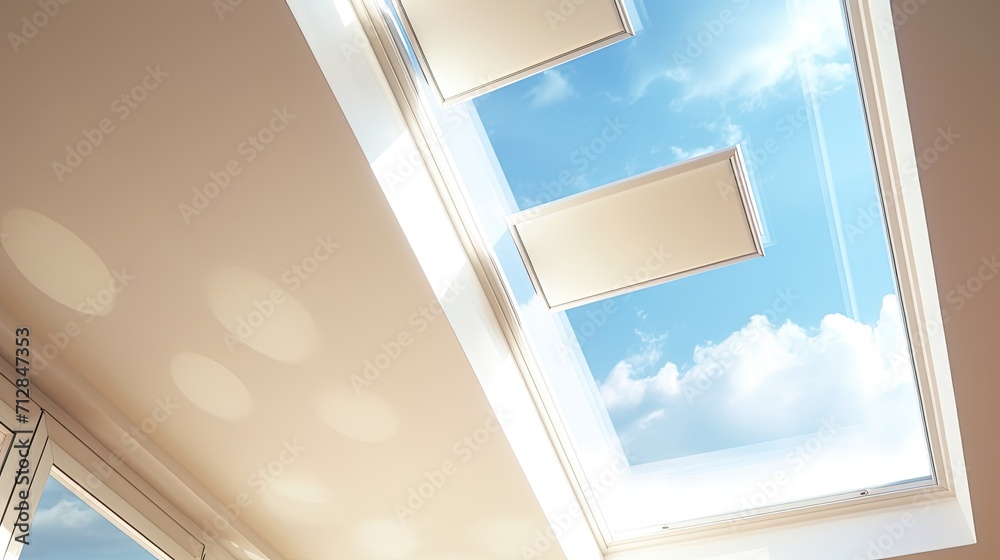 Remote controlled motorized skylight shades for sunlight control solid ...