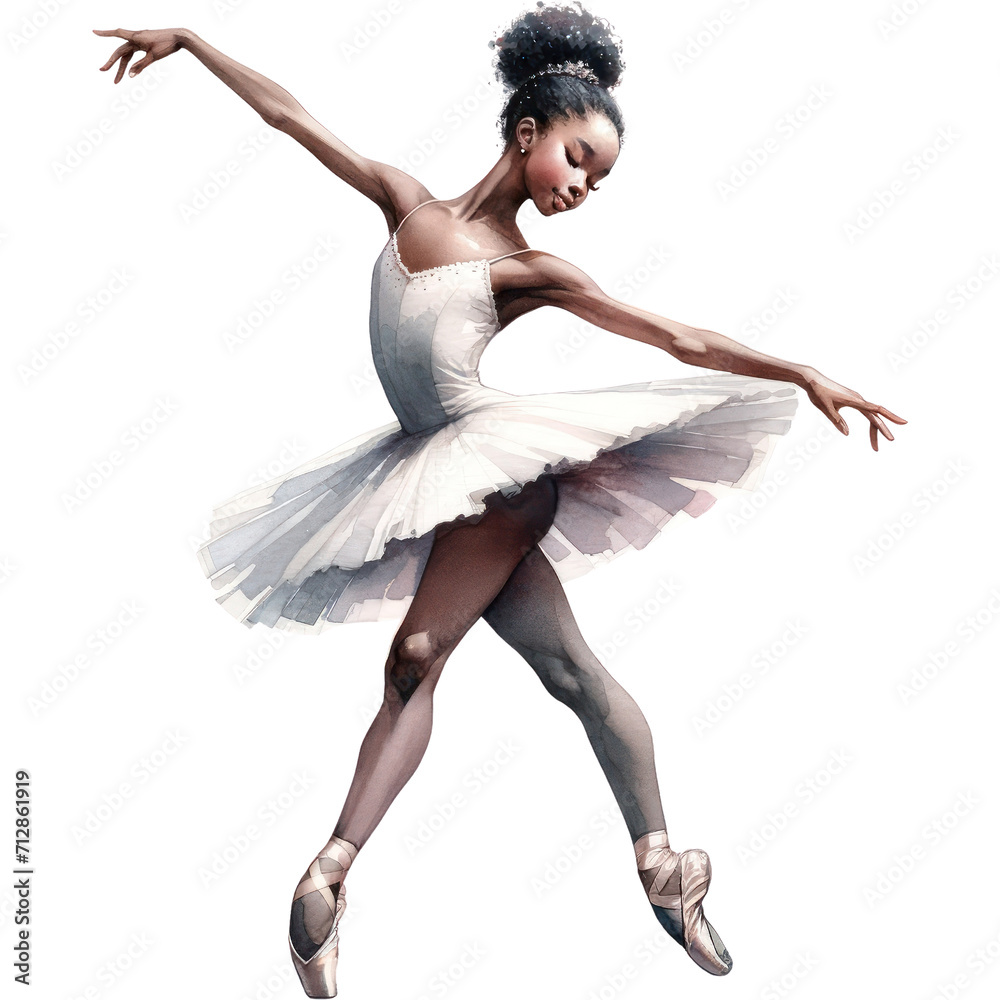 Black girl Ballerina, A watercolor painting of a ballerina Black girl ...