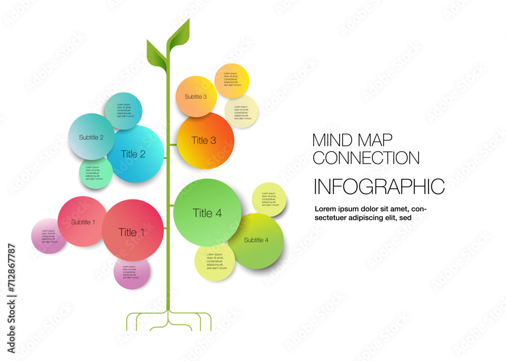 tree shape mind map infographic connection and chart table for ...