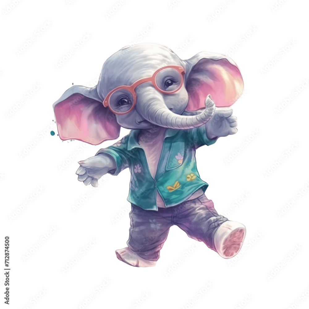 Cartoon dancing elephant on transparent isolate, dancing animals ...