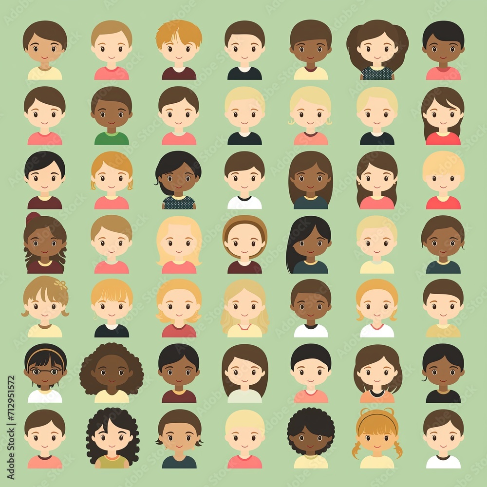 Set of 49 cartoon characters. Heroes of comics, children books. Variety ...