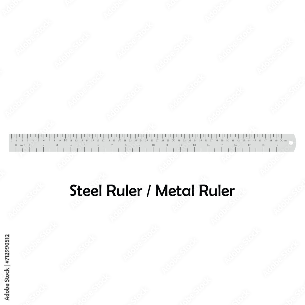 Steel ruler color vector. Work tool icon for web, tag, label ...