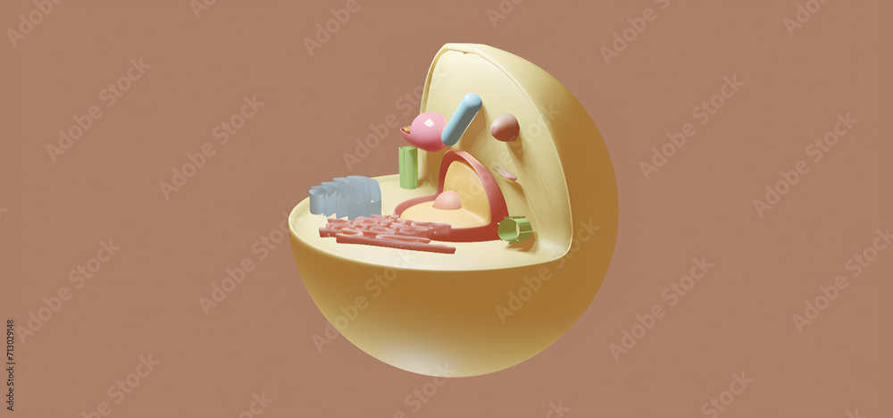 Cell with cell organelles- 3D Rendering Cell Organelles Endoplasmic ...