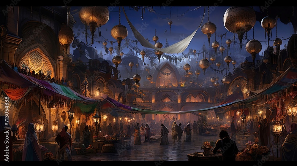 Lively, marketplace scenes, remote bazaar, exotic, cultural richness ...