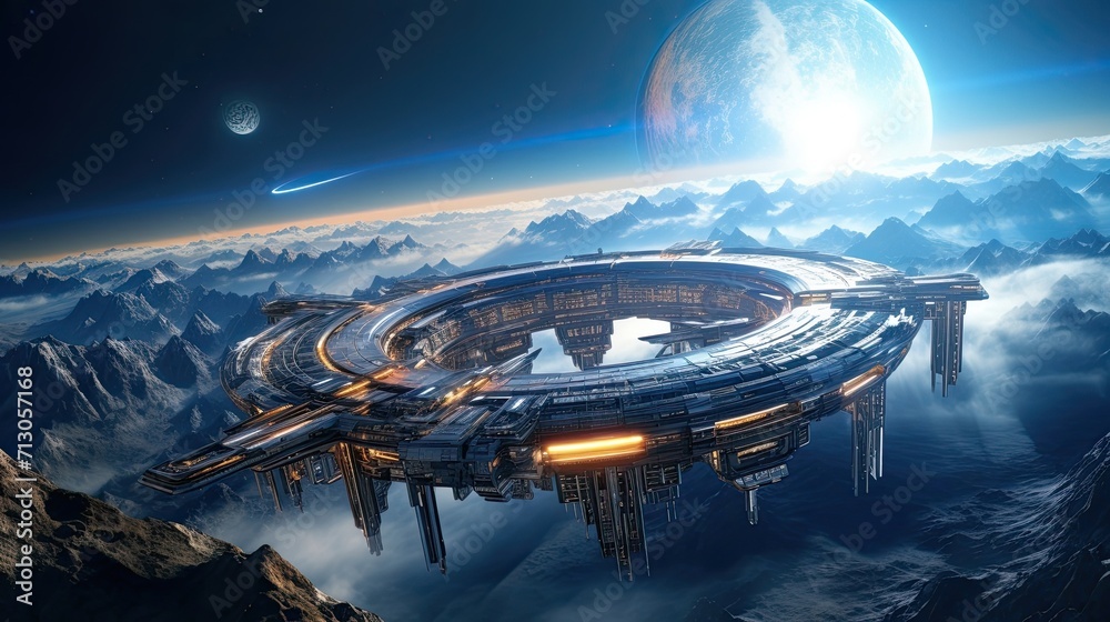 Advanced, space exploration, orbital structure, distant planetary sight ...