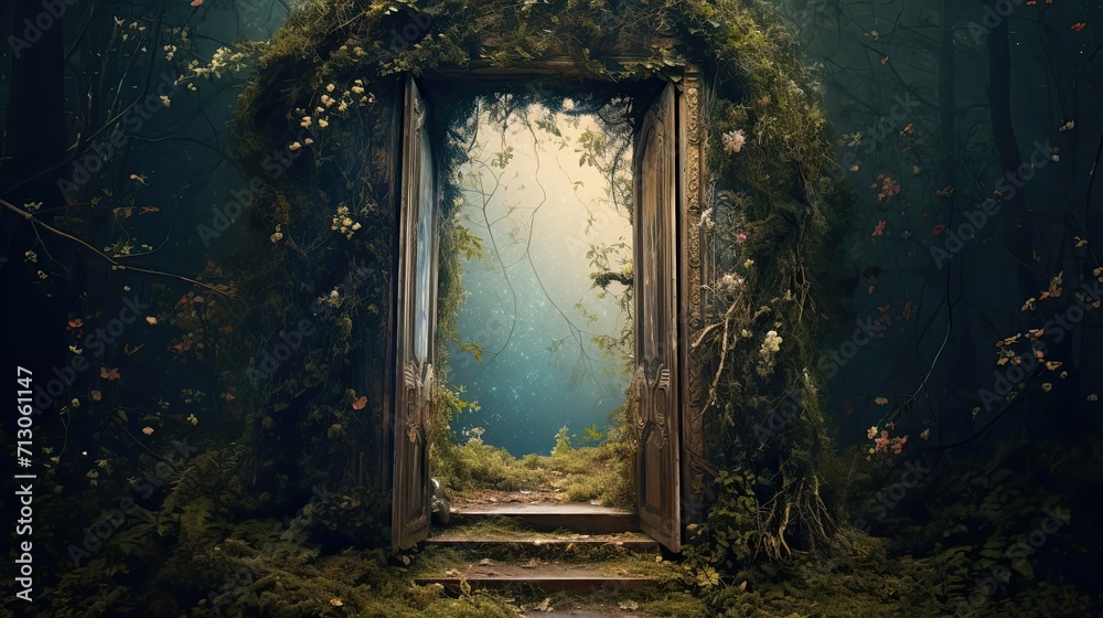 Stock-Illustration „Veiled doorway to an otherworldly realm, concealed ...