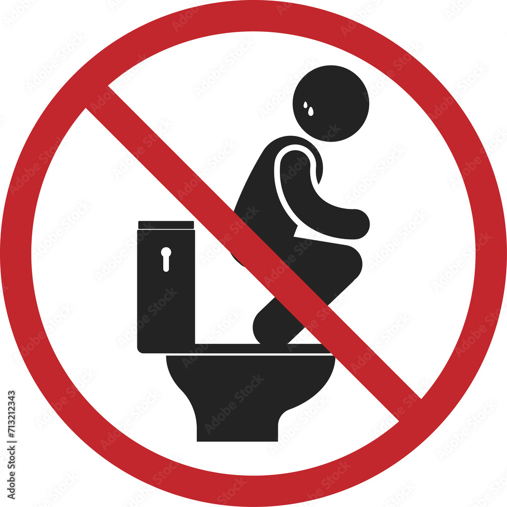 Isolated pictogram prohibition sign of do not sit or squat on top of ...