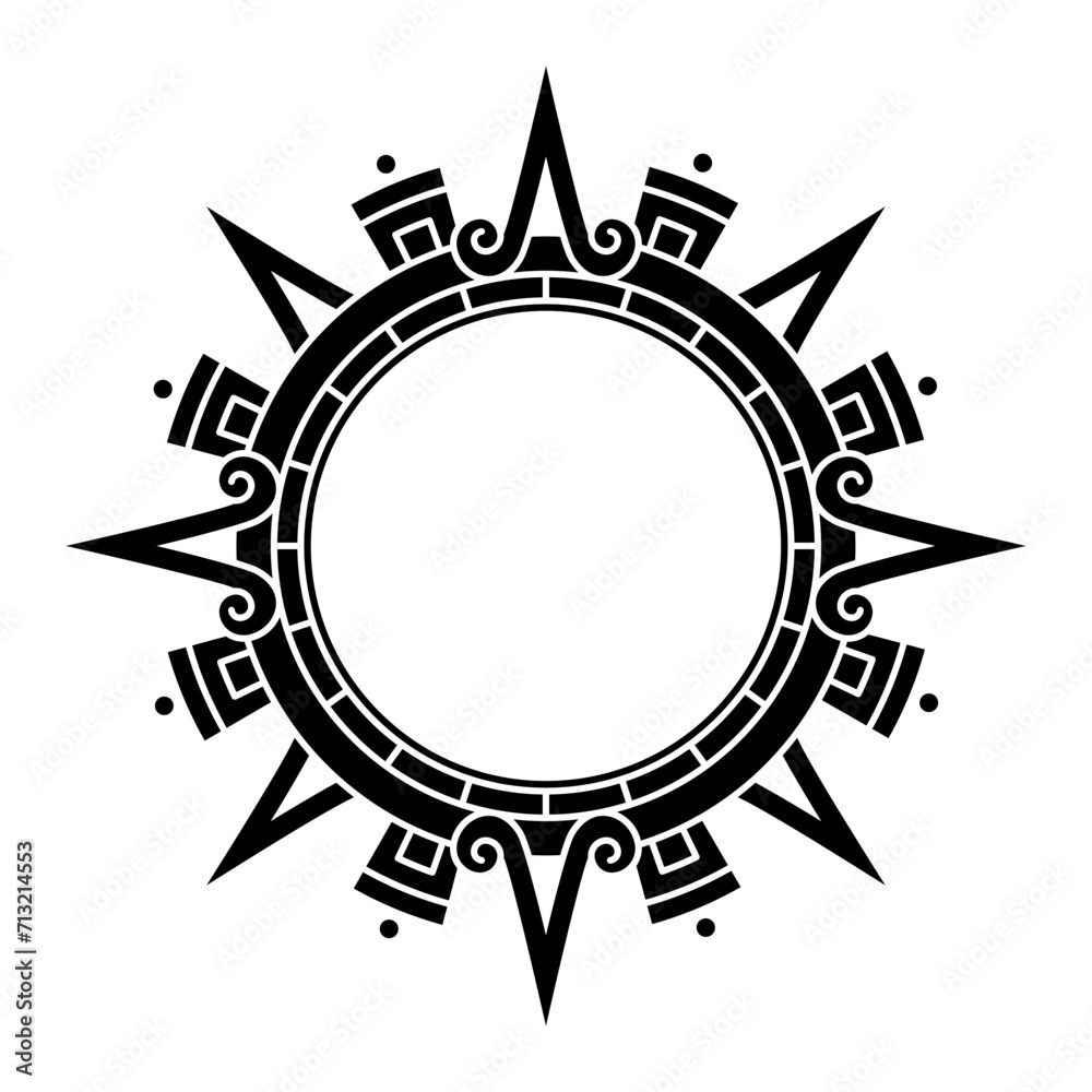 Vector de Stock Aztec solar disk, sun symbol and diadem, representing ...