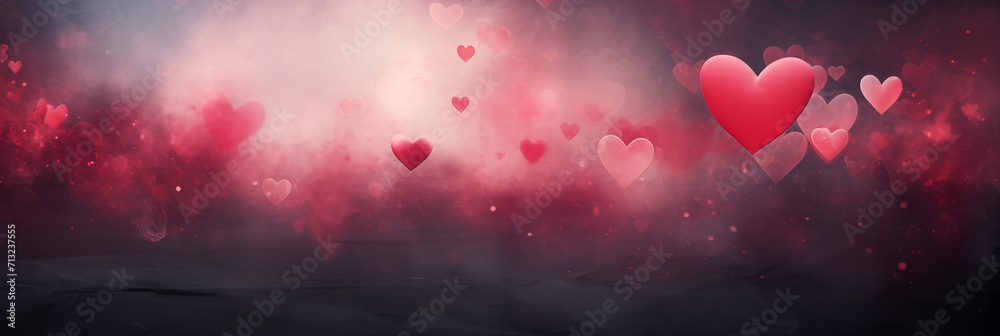 Beautiful banner with red hearts and smoke background. Valentine's Day ...