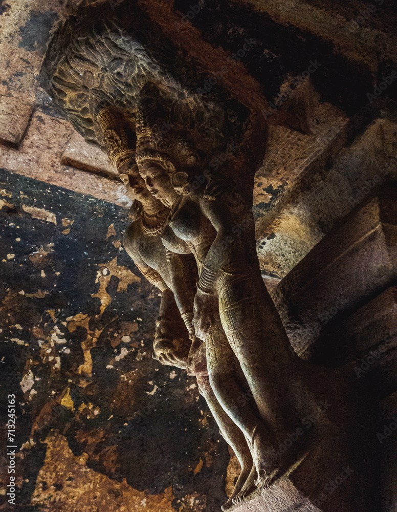 Badami Cave Temples are a complex of Hindu, Jain and Buddhist cave temples. India Stock Photo ...