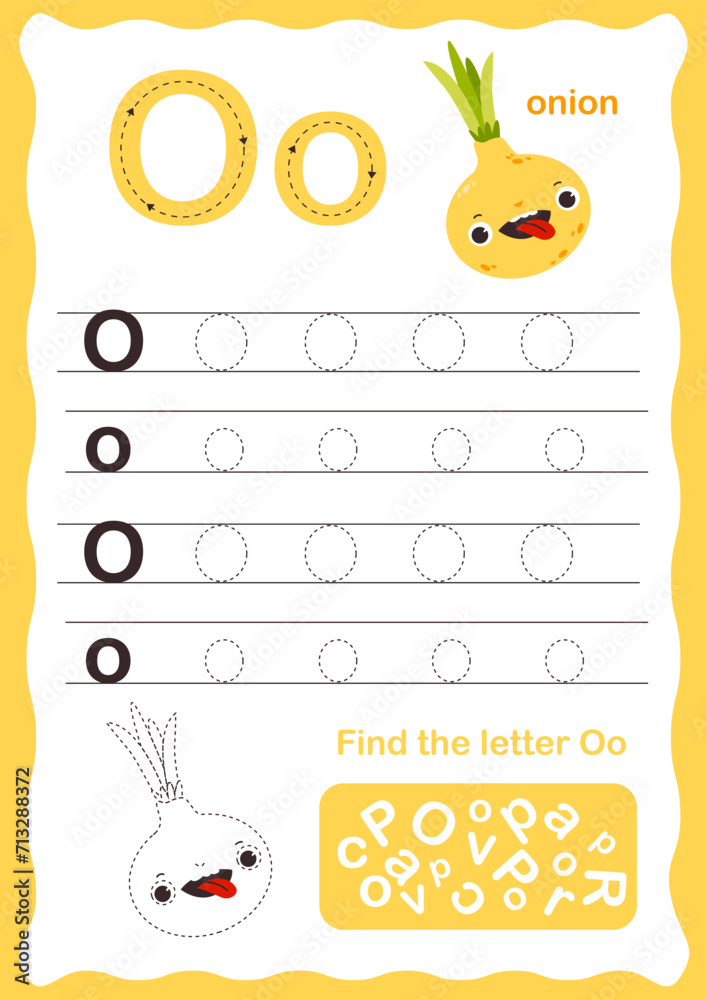 Tracing letters alphabet. Uppercase and lowercase letter o Engish ...