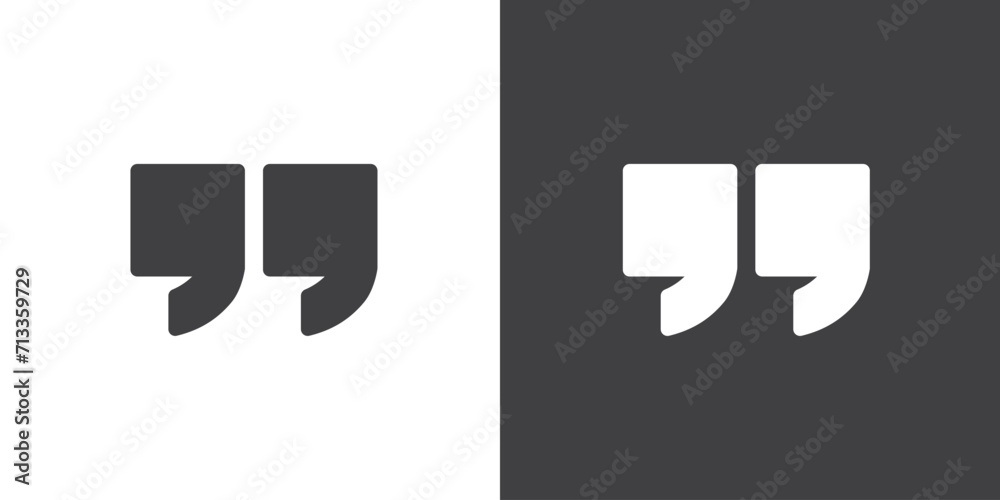Black Double Quote Mark icon in line style, Quotes icon vector symbol ...