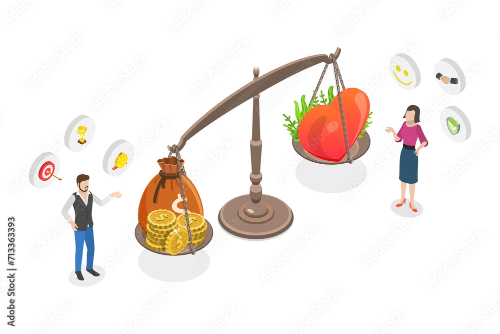 3D Isometric Flat Conceptual Illustration of Extrinsic Vs Intrinsic ...