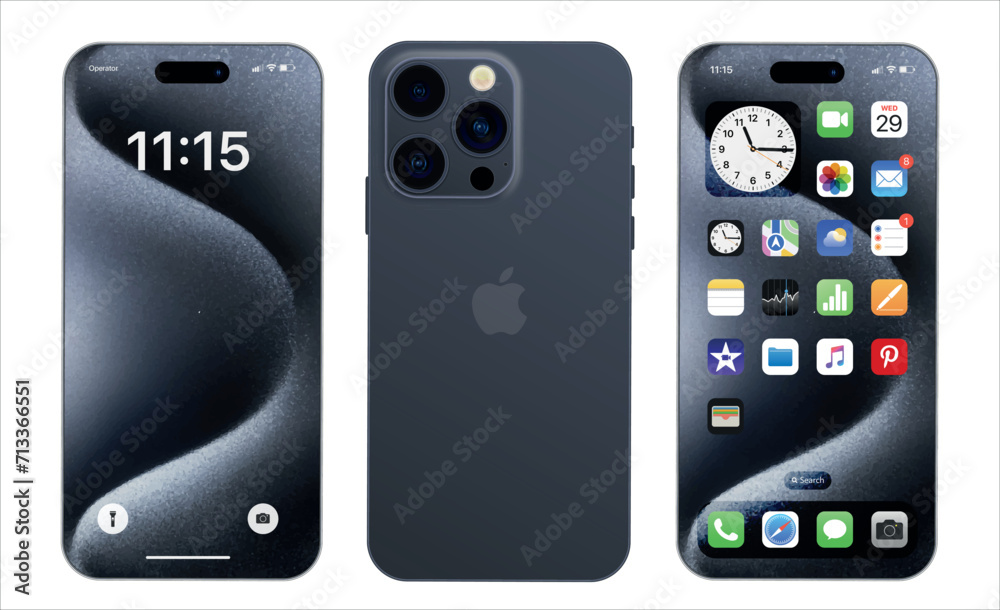 Apple iPhone IOS screen design concept set with realistic blurry ...