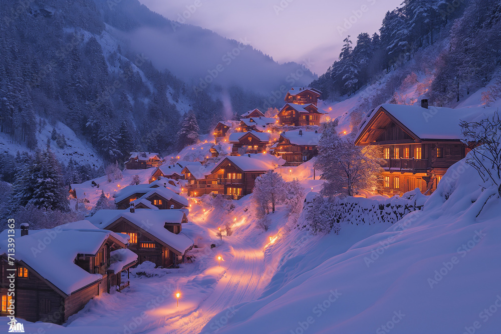 Generative AI, Enchanting Winter Wonderland: Dawn in China's Snow Town ...