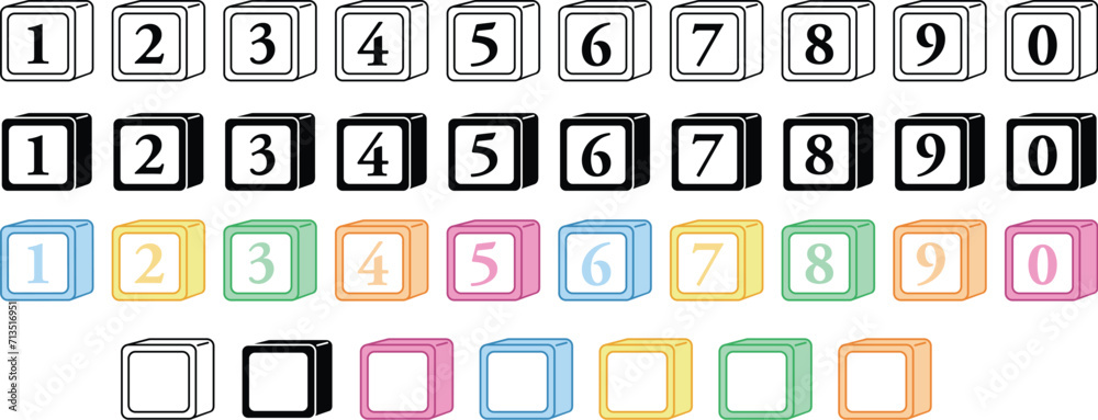 Vector de Stock Pastel Color Number 123 Block Graphic Font Clipart ...