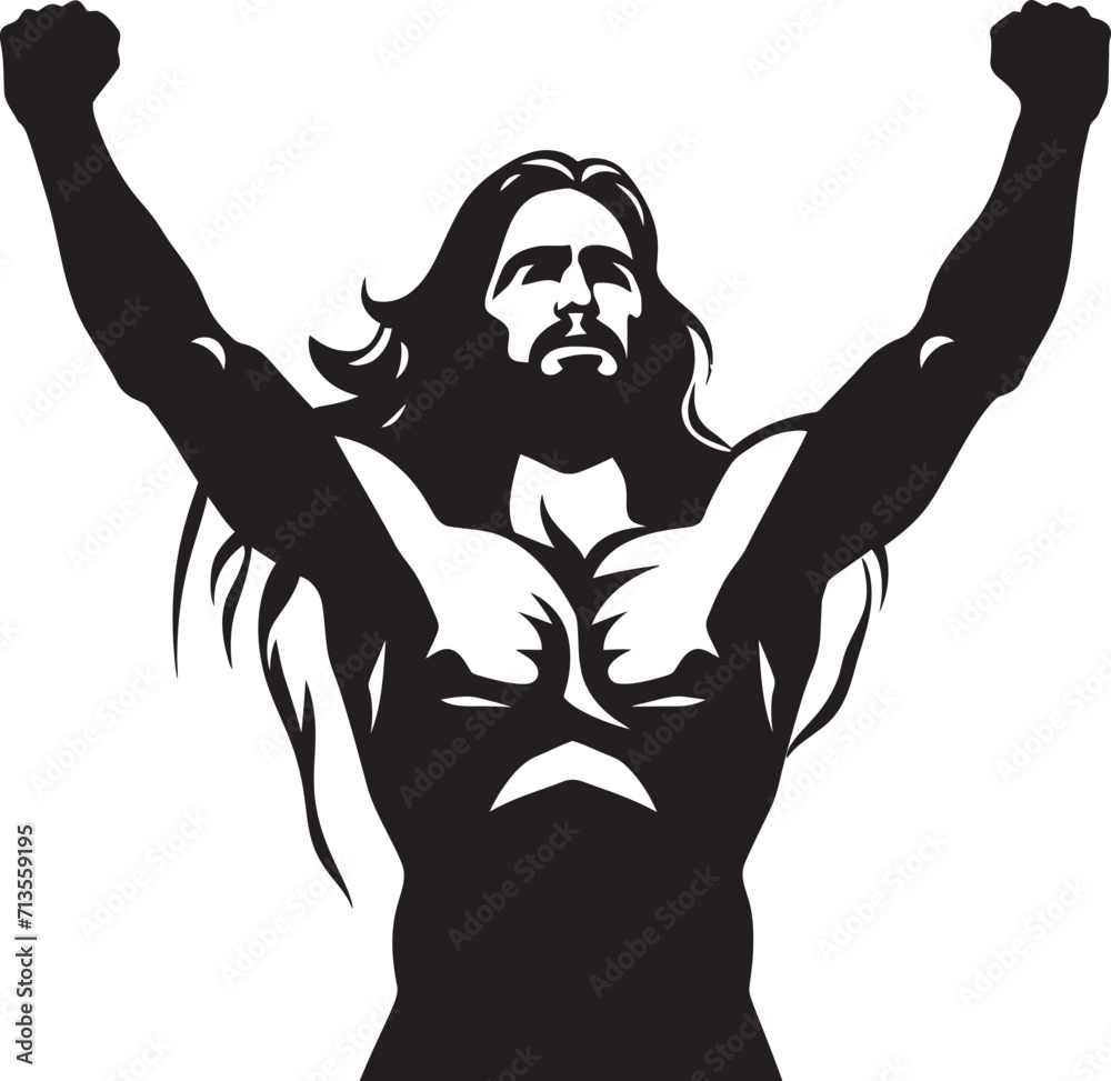 Redeemers Glory Vector Logo of Muscular Jesus Sacred Resilience ...
