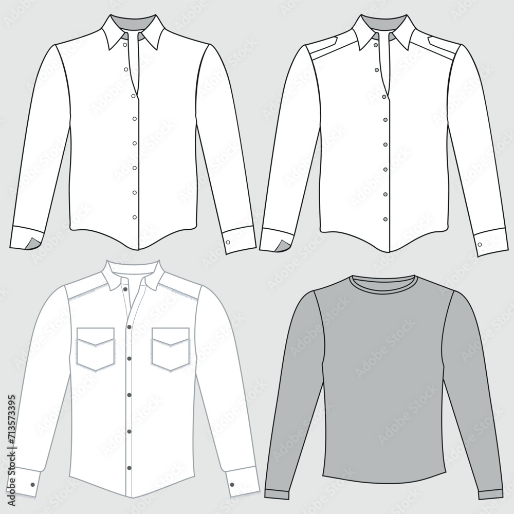 plain white shirt flat sketch vector illustration means technical cad ...
