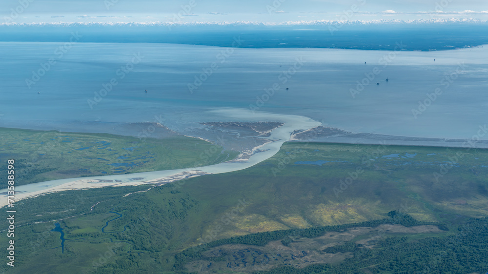 Oil Platforms in Cook Inlet basin, Middle Ground Shoal, Alaska ...