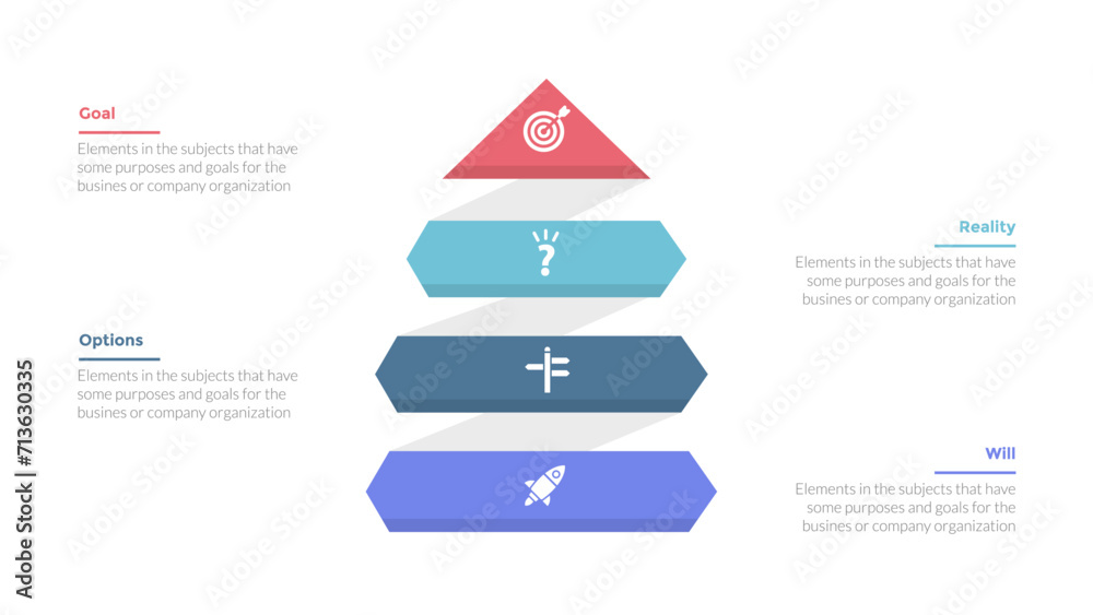 GROW coaching model infographics template diagram with pyramid shape ...