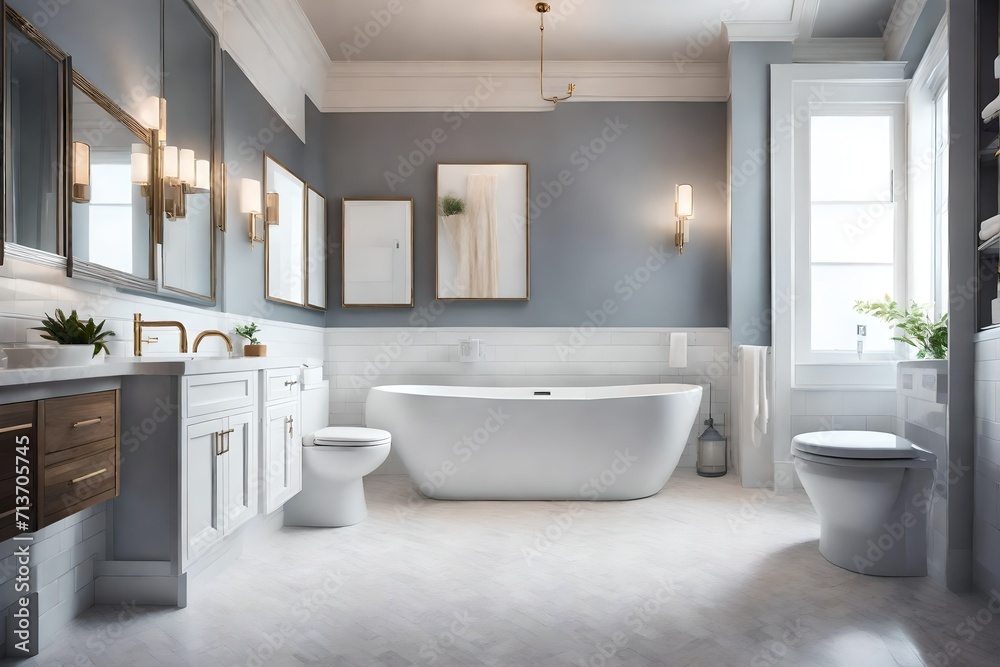 A sparkling clean bathroom space with an emphasis on hygiene and ...