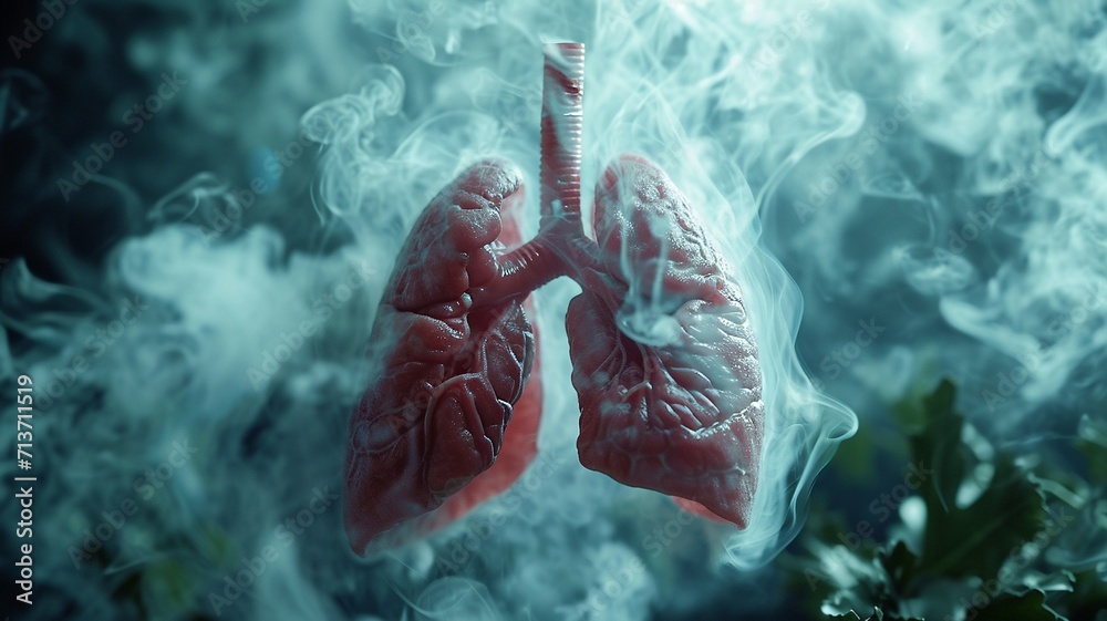 Dangerous cigarette smoke causing damage to lungs. Lung disease from ...