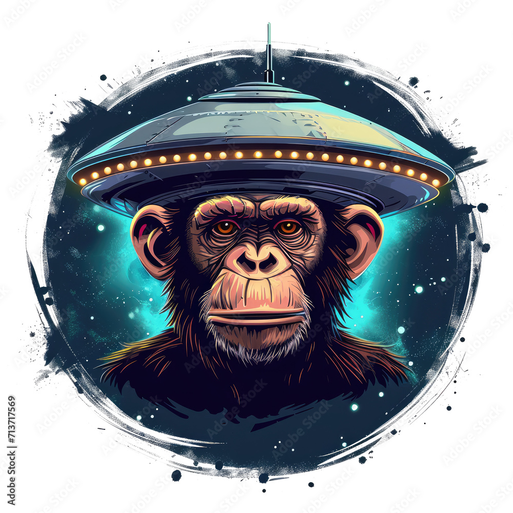 t-shirt design Monkey face style character alien, transparent ...