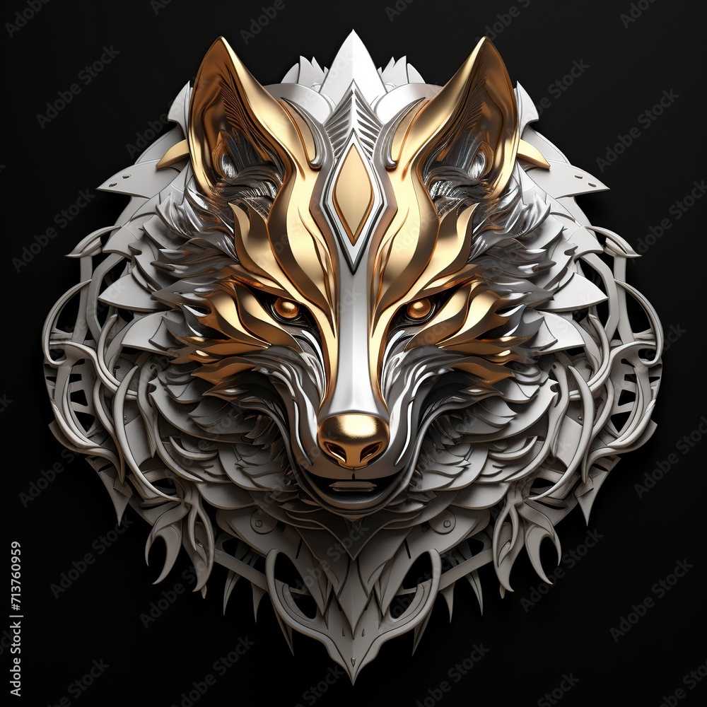 Metal wolf symbol, best for 3D Printed Models. generative AI Stock ...