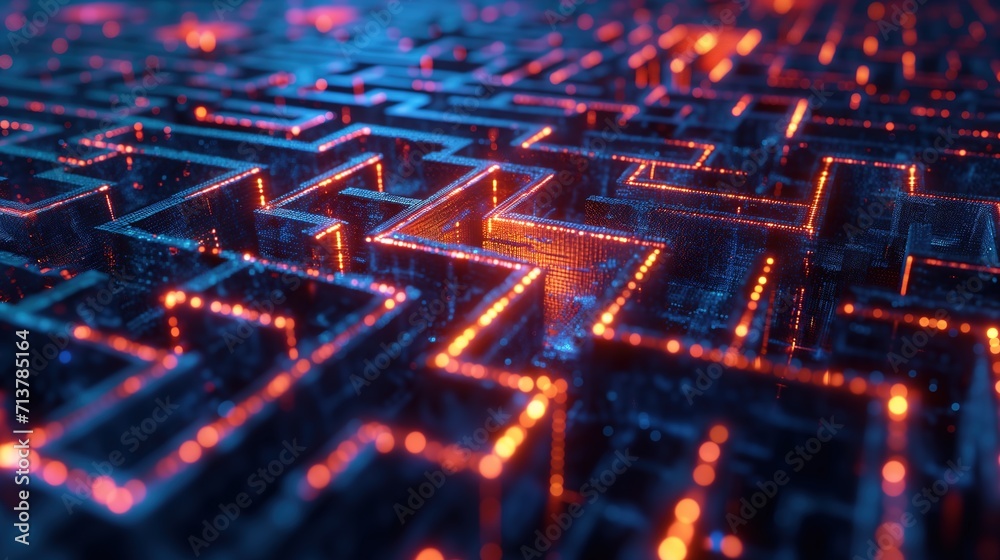 Stock-Illustration „Digital visualization of intricate data processing paths in machine learning ...
