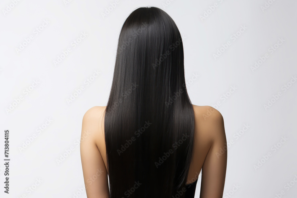 Back view of a woman with beautiful long straight black hair Stock ...