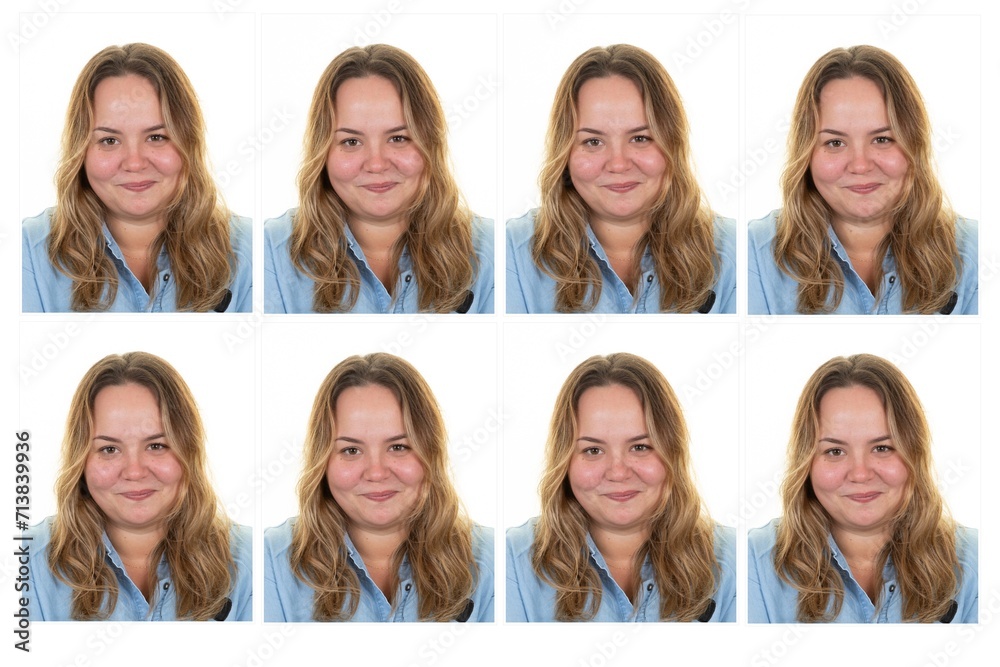 Foto de Stock Identification photo of blonde young girl for id card ...