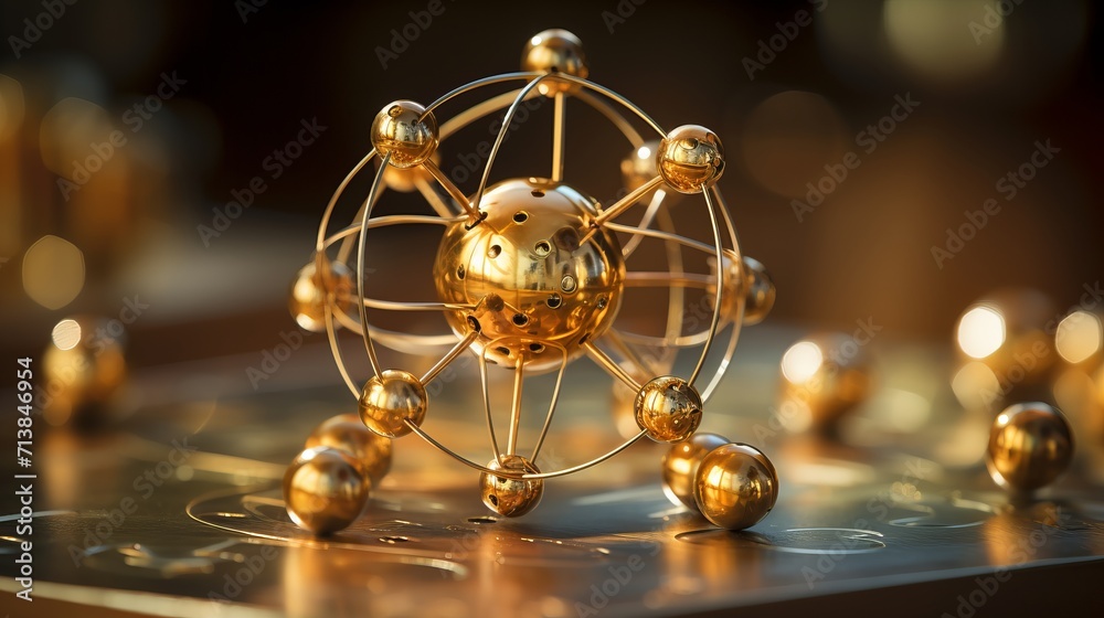 Atomic structure model electrons orbiting a charged nucleus, revealing ...