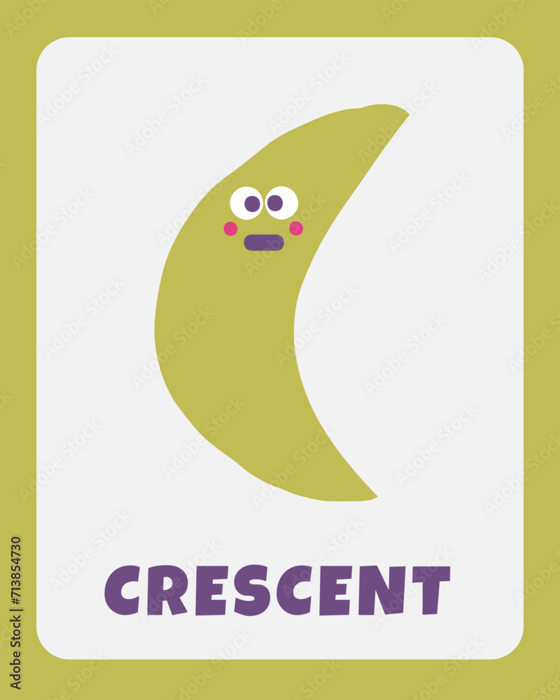 Learn shapes flashcard. Learning English words for kids. Cute hand ...