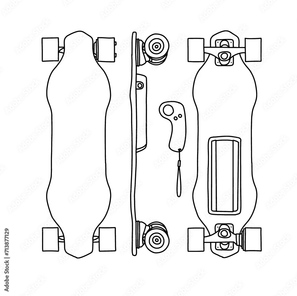 Technical sketch drawing of one single line drawing of electric ...