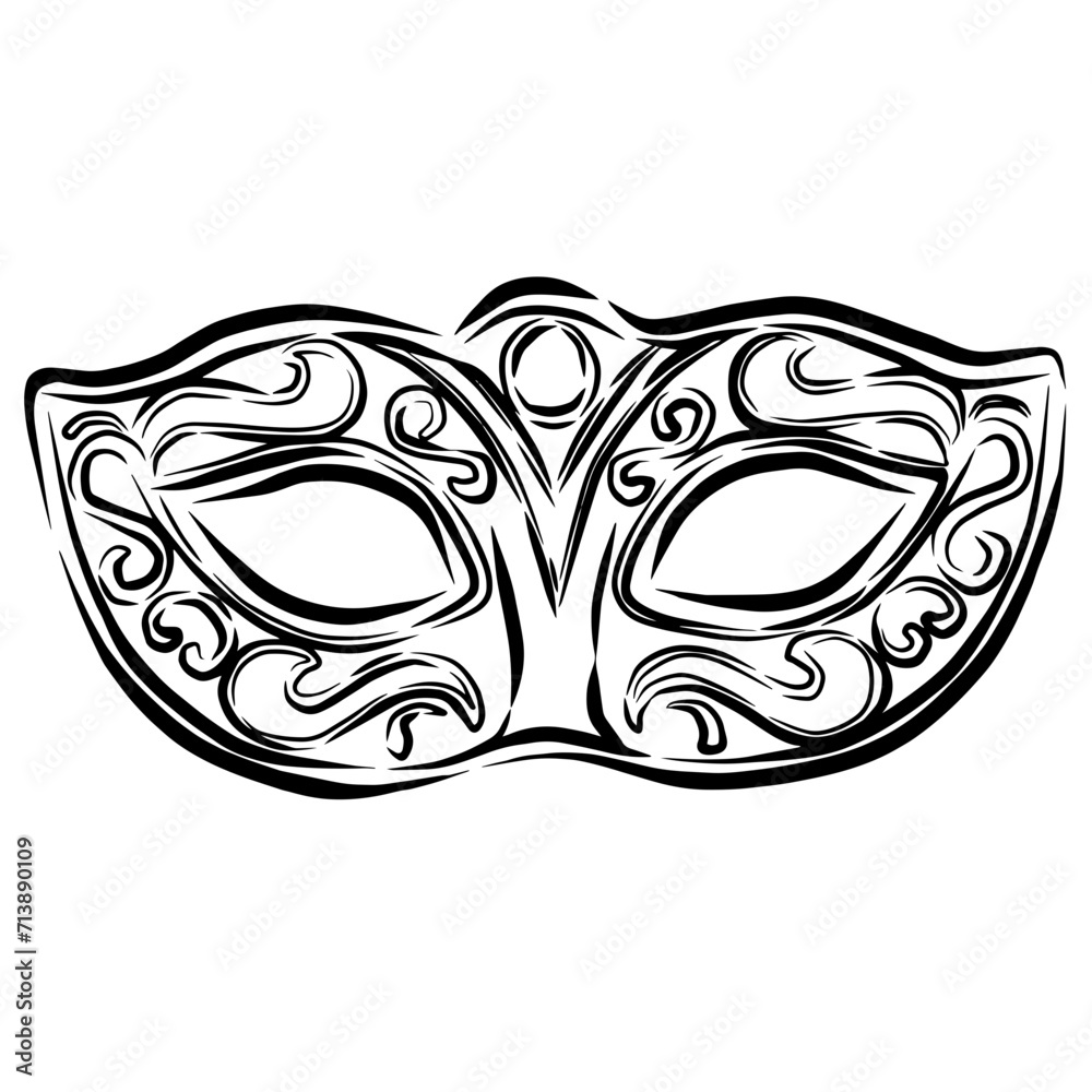 fancy mask illustration carnival element clipart hand drawn venetian ...