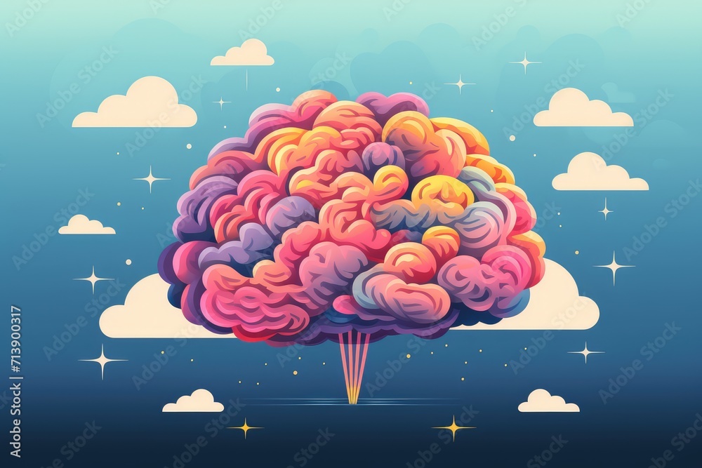 3D Vector illustration human brain and mind tree organic growth of ...