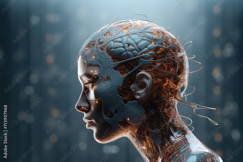 Human Brain Medtech, AI models Head cyborg technology imaging ...