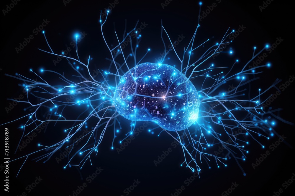 Illustration Stock Neuronal network neurons, brain synapses connections ...