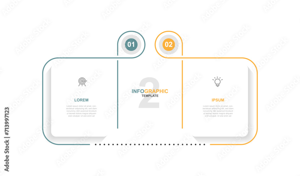 2 step process infographic vector element with icons suitable for web ...