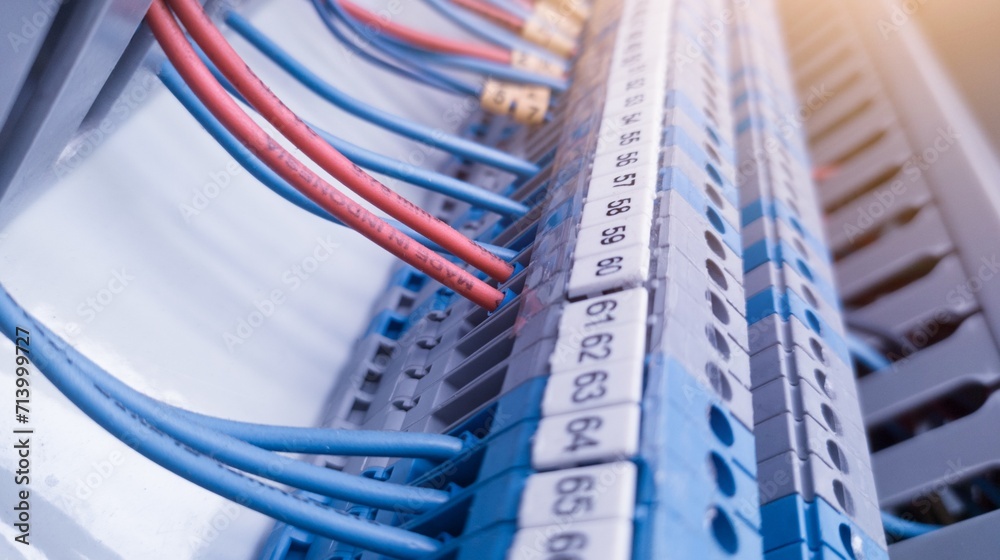 Terminal of control. Control panel assembly with wire and terminal box ...