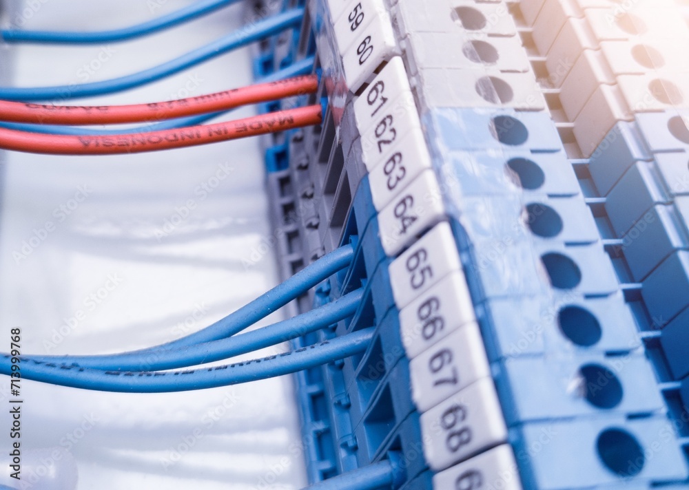 Terminal of control. Control panel assembly with wire and terminal box ...