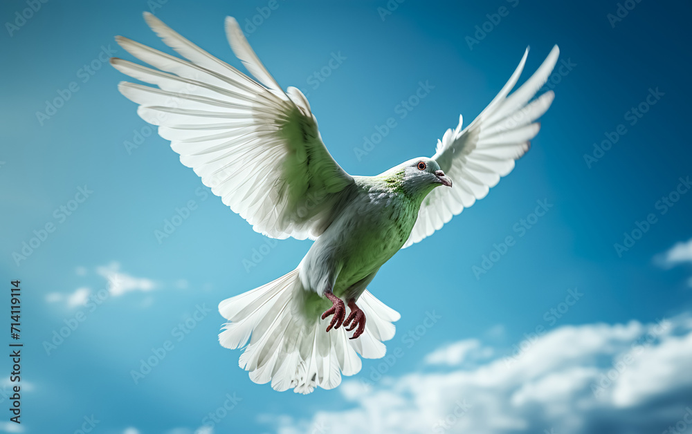 Freedom and believe mindset concepts with white dove flying in sky ...